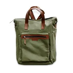 VIDA VIDA Leather Trim Top Zip Backpack - Green