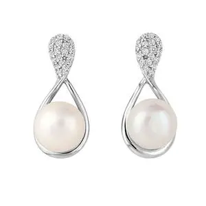 ESTERAH Pearl Twist Teardrop Earrings - Silver