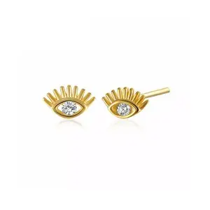SPERO LONDON Sterling Silver Eye Stud Earrings - Gold