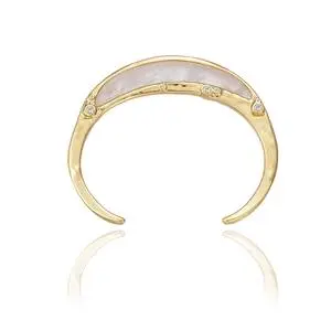 RARE MATTERS JEWELRY Gemstone Inlay Clear Quartz Cuff Bangle - White