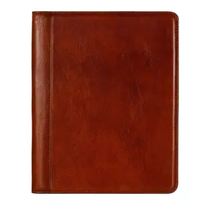 TIME RESISTANCE Leather Portfolio For Something Fresh Cognac - Brown