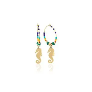 ATELIER PETITES PIERRES Lucky Seahorse Hoop Earrings - Gold