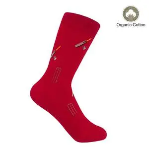 PEPER HAROW - MADE IN ENGLAND Cricket Patterned Crew Socks - Red