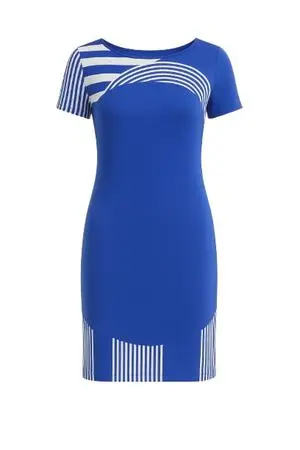 CONQUISTA Print Detail Short Sleeve Dress - Blue