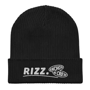 ANCHOR & CREW Organic Cotton Embroidered Beanie - Black