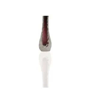 MARLETH Murano Colored Glass Vase With Satin Leaf Pattern – Deep Rose Core - Pink