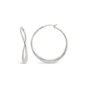 DINNY HALL Wave Silver Large Hoop Earrings - Silver/white