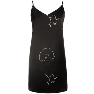 Not Just Pajama The Dream Art Printed Silk Dress - Black