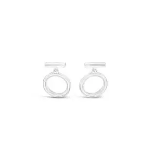 FV JEWELLERY Demi Circle Stud Earrings With Bar - Silver