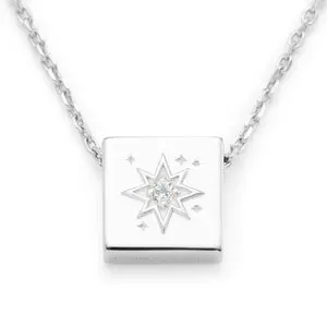 KOUREE Sterling White Topaz Charm Necklace - Silver