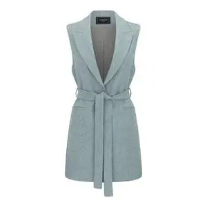 TRIONA Longline Sleeveless Tweed Blazer