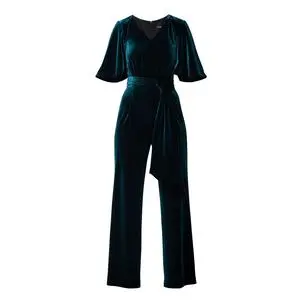 RUMOUR LONDON Layla Velvet Jumpsuit - Green