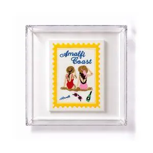 LILLY LOVES Yellow Amalfi Coast Embroidered Stamp Yellow