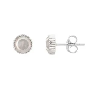 AUREE JEWELLERY Silver Rose Quartz Stud Earrings - Silver/pink