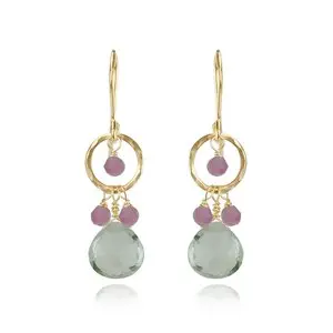 MOUNIR LONDON Amethyst Hoop Drop Earrings - Green