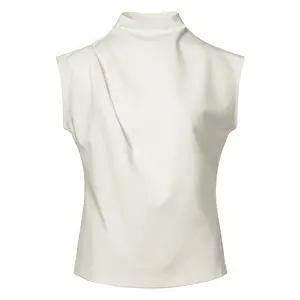 JANA COSHÈ Asymmetric Draped High-neck Blouse - White