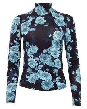 LORDS OF HARLECH Floral Print Turtleneck - Blue