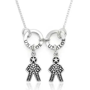 UNALOE Sterling Necklace With Child Silhouette Pendants - Silver