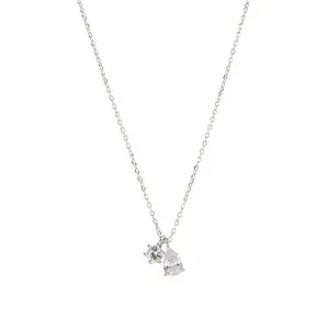 ESTERAH Crystal Teardrop Pendant Necklace - Silver