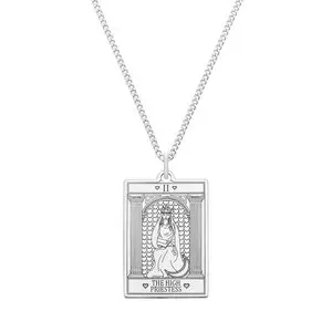 CARTERGORE Sterling "the High Priestess" Tarot Card Necklace - Silver