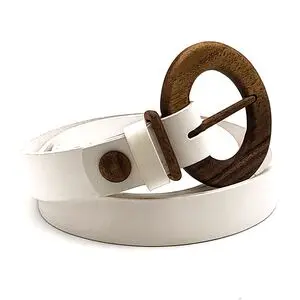 WOOD BELT Fuji Happiness 308 Walnut Wood And Leather Belt - White