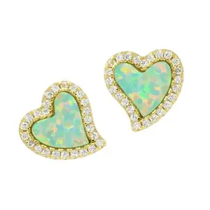 KAMARIA Amore Heart Stud Earrings - Green
