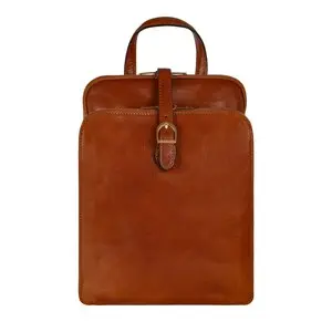 TIME RESISTANCE Convertible Leather Backpack Shoulder Bag - Brown