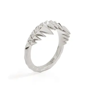 KASUN LONDON Crocodile Bite Ring - Silver