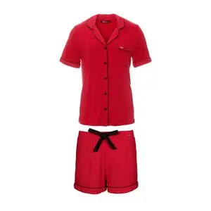 PRETTY YOU Bamboo Shirt Short Set - Red