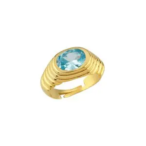 LINYA JEWELLERY Lyra Oval Crystal Knight Ring - Gold