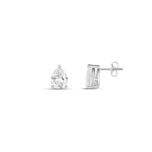 SHYMI Pear Cubic Zirconia Stud Earrings - Silver