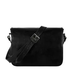 TIME RESISTANCE Leather Messenger Bag – The Stranger - Black