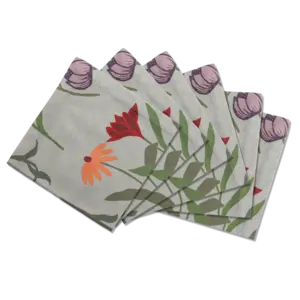 SOPHIE WILLIAMSON DESIGN Set Of Six Napkins In Large Bold Flower Print On Light Offcut Version - Grey