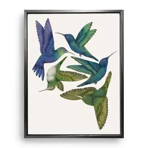 EMILY CARTER Antique Hummingbirds I Cream Fine Art Print L - Green