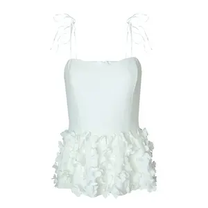 2KSTYLE Elisaveta Three-dimensional Floral Hand-embellished Peplum Top - White