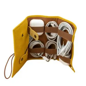 LEATHERE Leather Travel Tech Organizer Riverside - Yellow