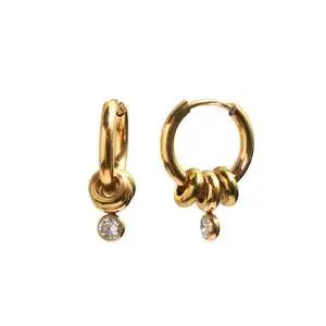 MISS CECILIA Triple Loop Huggie Earrings