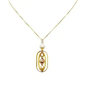 ARACHELI STUDIO Geometric Pearl Chain Necklace - Gold