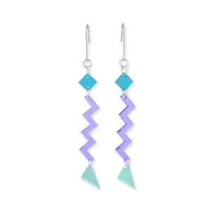 BY CHAVELLI Geometric Dangle Earrings - Blue/silver