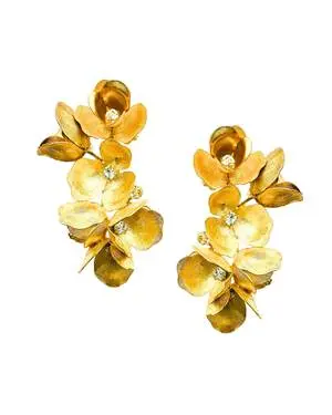 THE PINK REEF Floral Drop Earrings - Gold