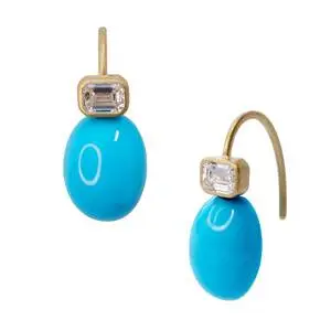 BOMBYX HOUSE Oval Turquoise Diamond Drop Earrings - Blue