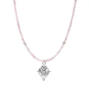 SEVEN SAINTS Taurus Gemstone Choker Necklace - Pink/silver