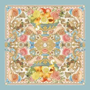 EMILY CARTER Neutrals / Rose Gold / Orange The Pearl Baroque Silk Scarf L - Rose Gold/orange