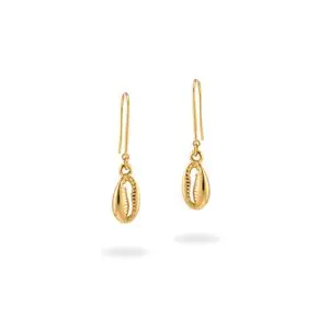 JAREDJAMIN Cowrie Shell French Hook Drop Earrings - Gold