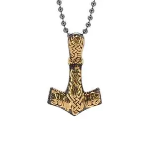 EBRU JEWELRY Thor Hammer Pendant Necklace - Gold/silver