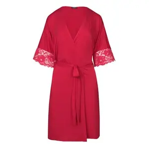 OH!ZUZA NIGHT&DAY Elegant Robe Viscose And Lace Ruby - Red