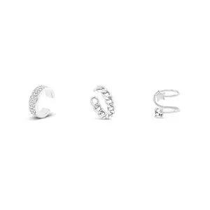 LUTIRO Sterling Cuff Earring Set Of 3 - Silver