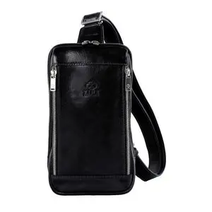 TIME RESISTANCE Leather Sling Bag - Black