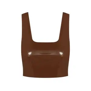Commando Faux Patent Leather Crop Top - Brown