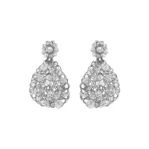 LAVISH BY TRICIA MILANEZE Crystal Embellished Teardrop Crochet Earrings - Silver
